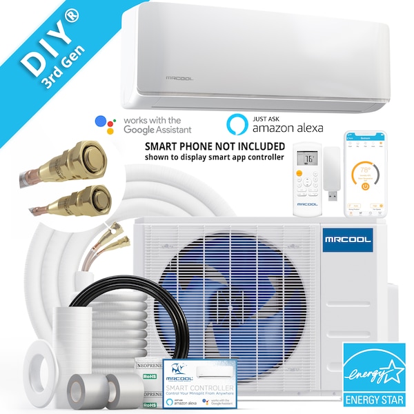 Mrcool 12,000 BTU 1 Ton Ductless Mini-Split A/C & Heat Pump, 115V/60Hz DIY-12-HP-115B | Zoro